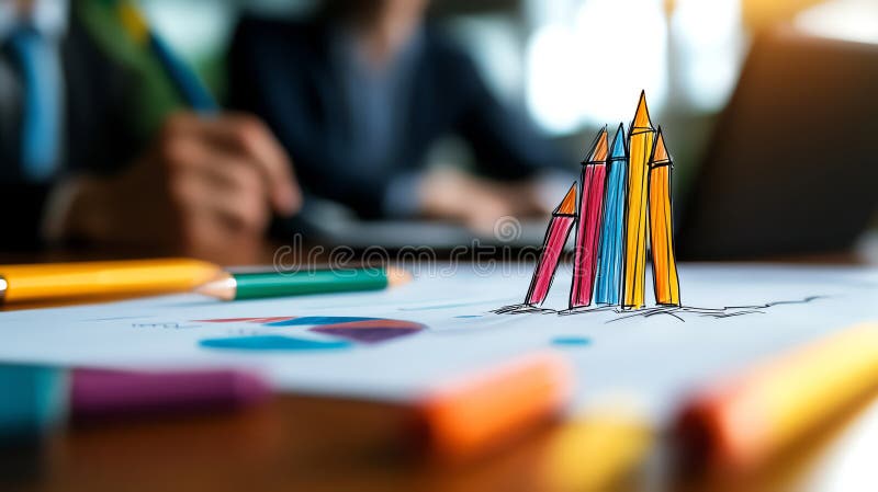 Colorful Pencils Arranged on a Graph Paper, Representing Creativity and ...