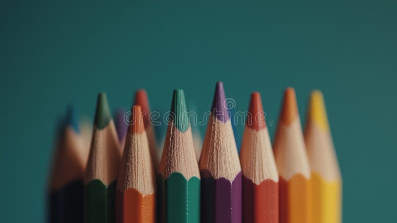 Colorful Pencils Arranged Neatly on Blank Background Stock Image ...