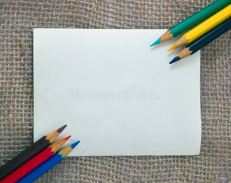 Colorful pencils on card stock photo. Image of color - 19068330