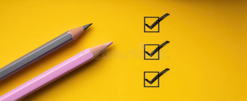 The Colorful Pencils and Checklist on a Vibrant Yellow Background..AI ...
