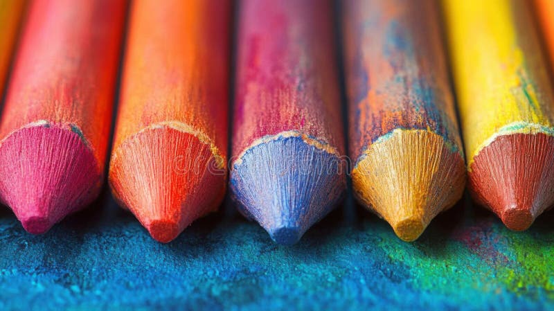 Colorful Pencils Create Vibrant Artistic Expression, Macro Photography ...