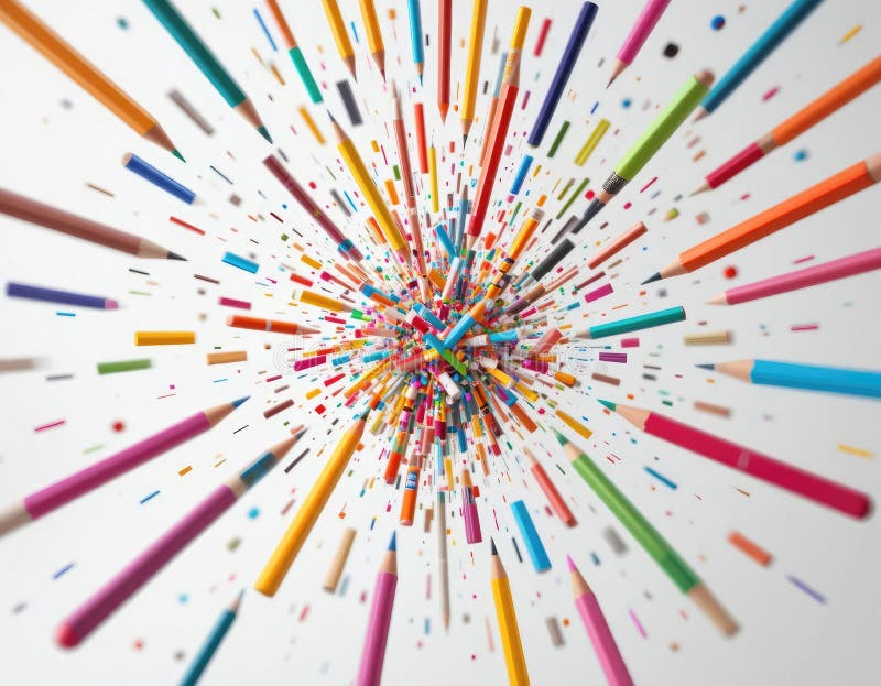 Colorful Pencils Exploding Outward Creating Vibrant and Dynamic ...