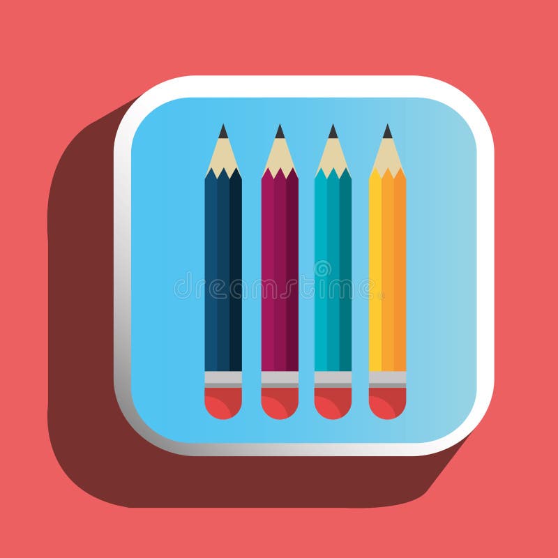 Colorful pencils icon stock illustration. Illustration of learn - 63461195