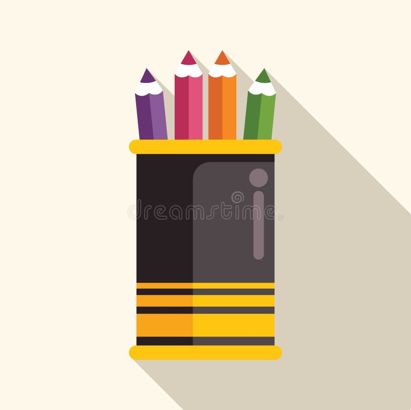 Colorful Pencils Standing in a Pencil Holder Stock Vector ...