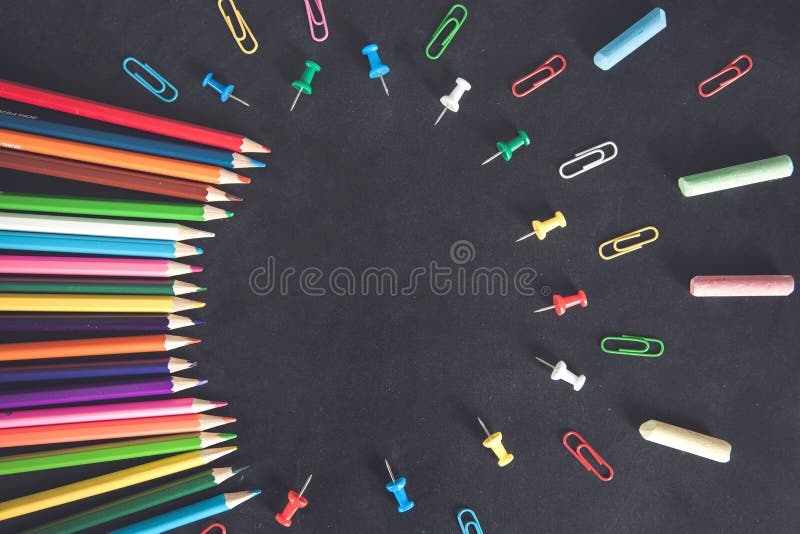 Colorful Pencils with Stationary Stock Photo - Image of education ...