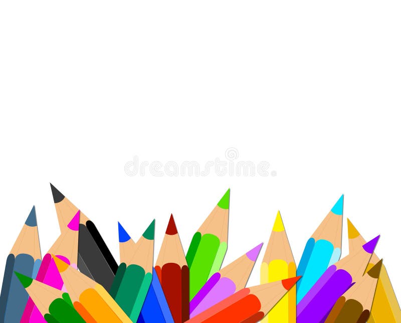 Colorful Pencils Background with Label Stock Vector - Illustration of ...