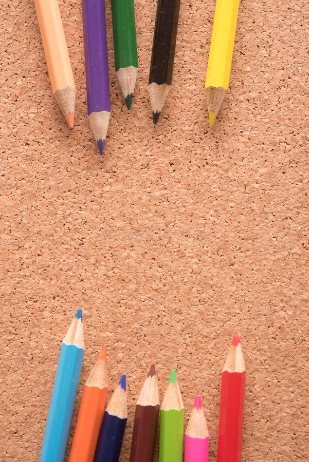 Colorful Pencils on Wood Table Stock Image - Image of supplies, colored ...