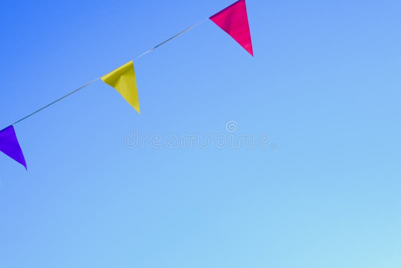 Colorful Pennants with Sky Background To Place Text Stock Photo - Image ...