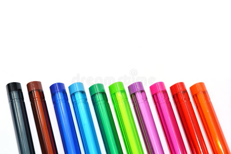 Colorful pens isolated stock image. Image of background - 58205733