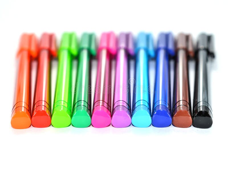 Colorful pens isolated stock image. Image of colors, colorful - 58205857