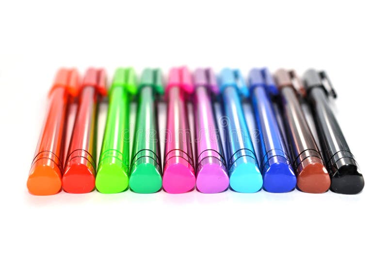 Colorful pens isolated stock photo. Image of rows, isolated - 58205722