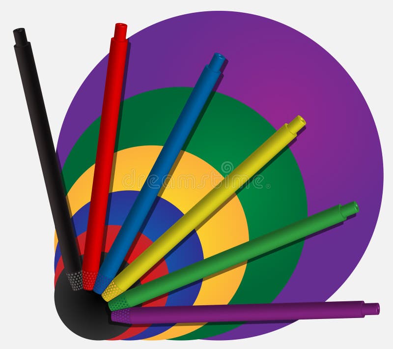 Colorful pens stock illustration. Illustration of green - 37366428