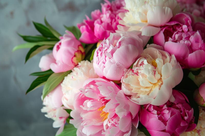 Colorful Peonies in Close-up View Stock Illustration - Illustration of ...