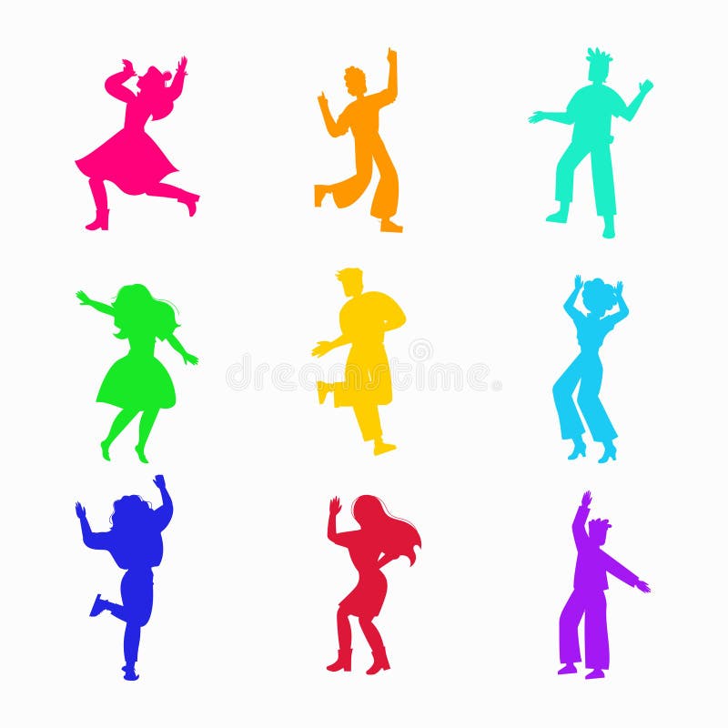 Colorful People Dance Icons Set Vector Stock Vector - Illustration of ...