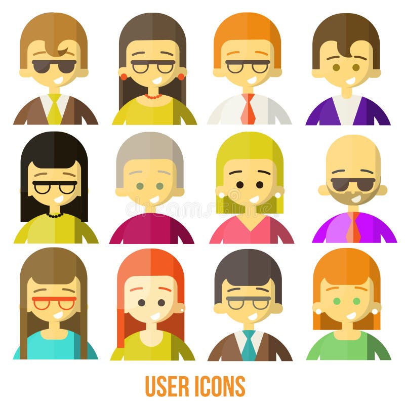 Colorful People Faces Circle Icons Set Stock Vector - Illustration of ...