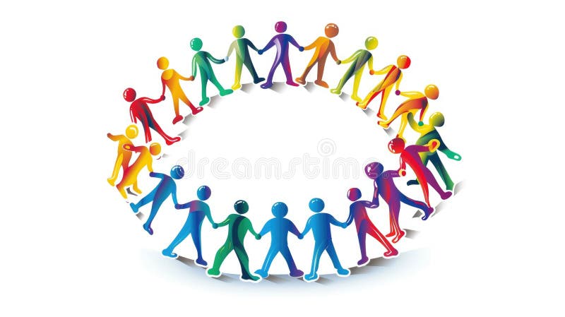 Colorful People Holding Hands in a Circle AIG535 Stock Illustration ...
