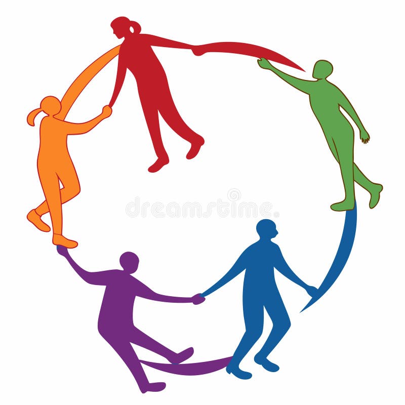 Colorful People Holding Hands in Circle Unity Stock Vector ...