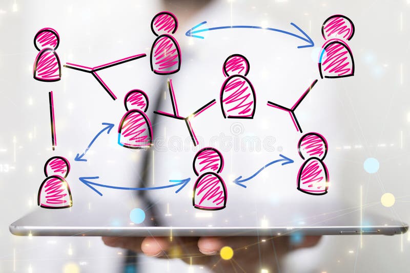 Colorful People Icons on a Tablet- Digital Network and Data Concept ...