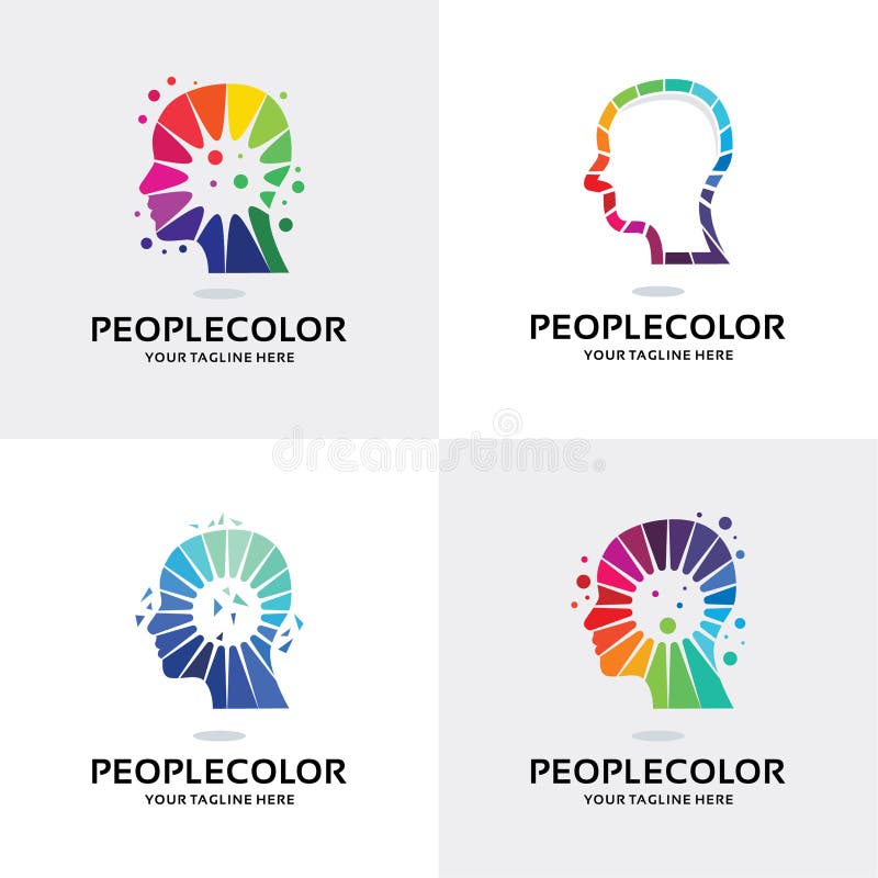 Colorful People Logo Set Design Template Collection Stock Vector ...