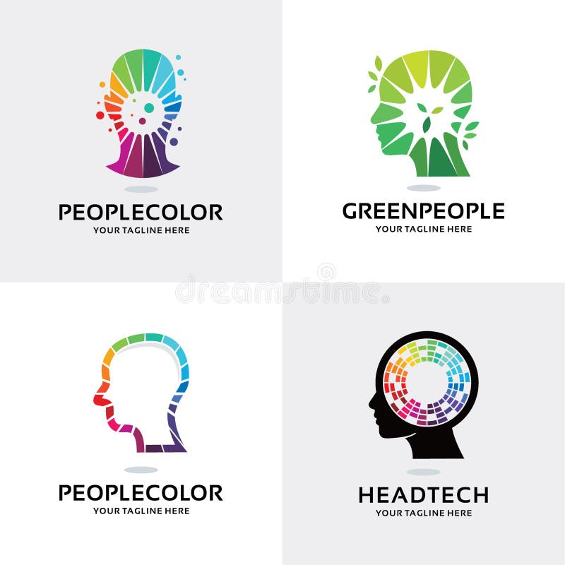 Colorful People Logo Set Design Template Collection Stock Vector ...