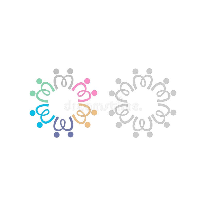 Colorful People Together Team Teamwork Sign Symbol Stock Vector ...