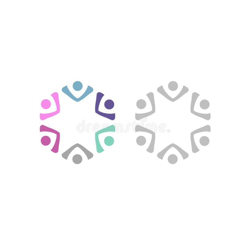 Colorful People Together Team Teamwork Sign Symbol Stock Vector ...