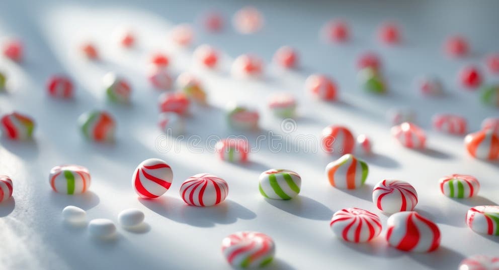 Colorful Peppermint Candies on White Surface Stock Image - Image of ...