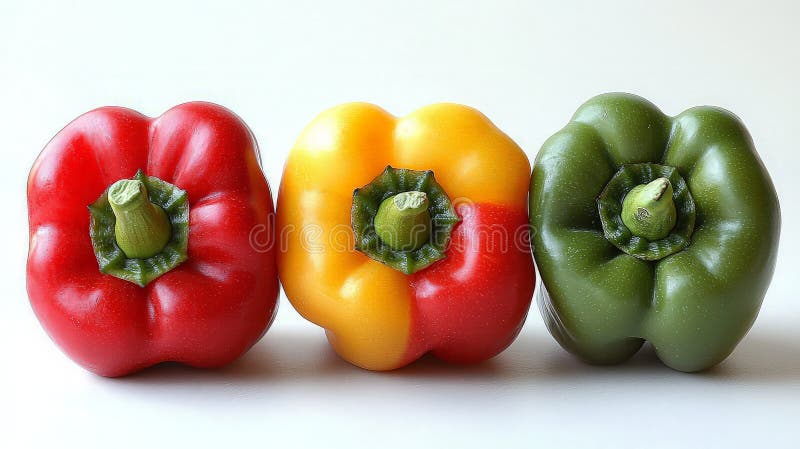 Colorful Peppers Row on White Background Stock Photo - Image of ...