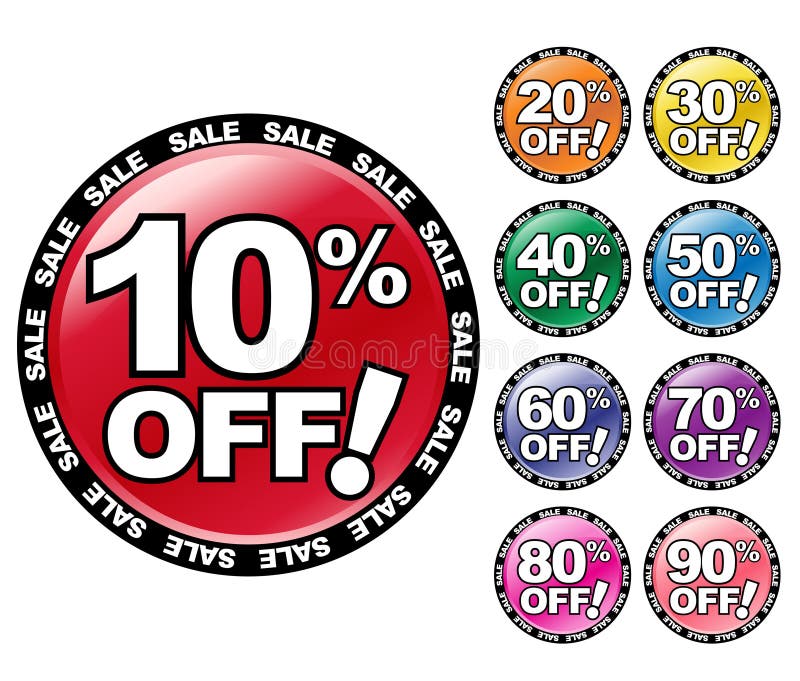 Colorful Percent OFF Icons stock vector. Illustration of haggle - 9025090