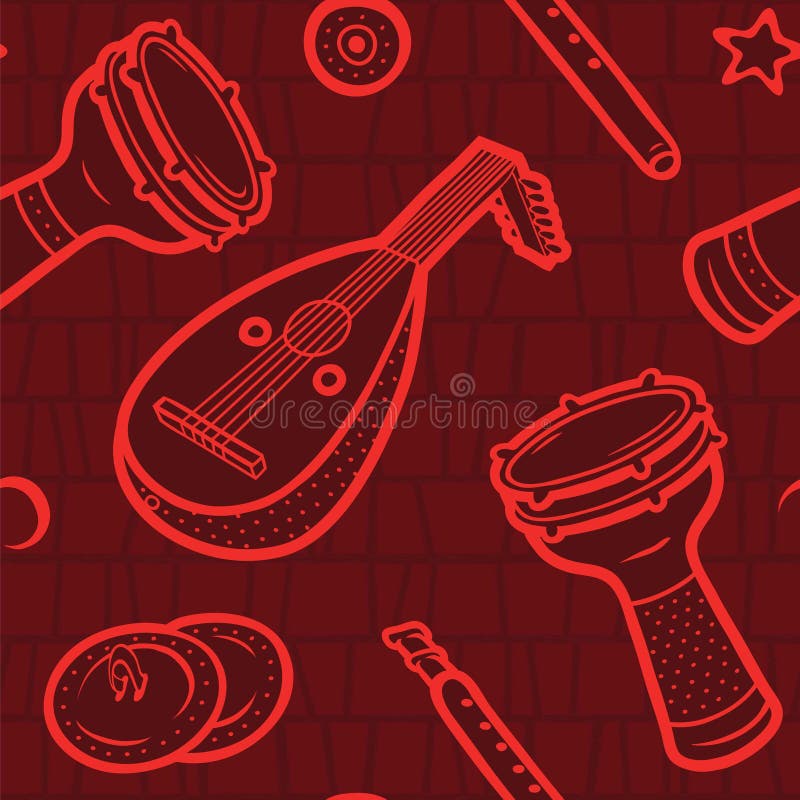 Musical Instruments. Turkish Music. Arabic Background. Vector Pattern ...