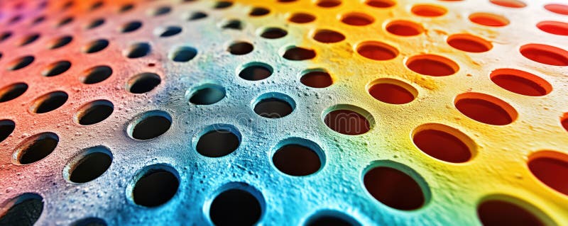 Colorful Perforated Metal Surface with Vibrant Rainbow Gradient and ...
