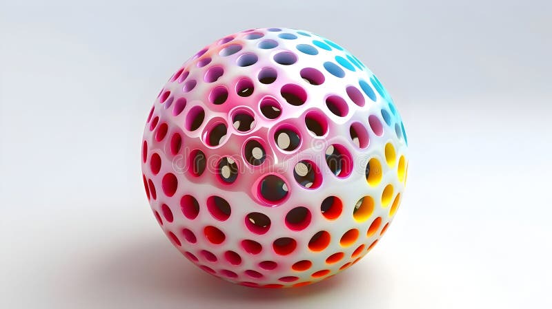 A Colorful, Perforated Sphere with a Smooth Surface and Gradient Hues ...