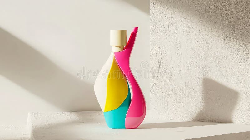 Colorful Perfume Bottle with Abstract Design on a White Background with ...