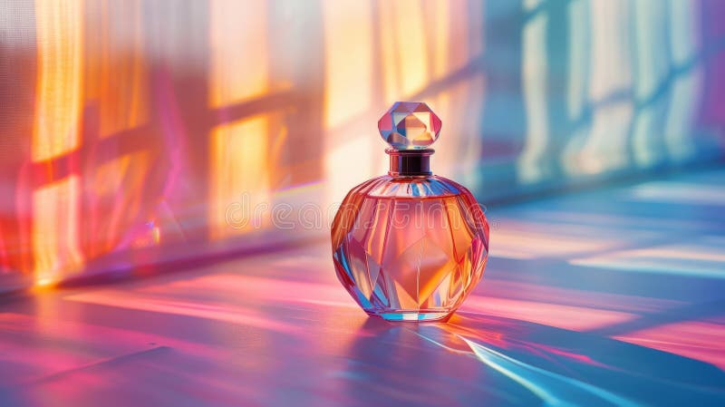 A Colorful Perfume Bottle with Light Reflections. Stock Image - Image ...