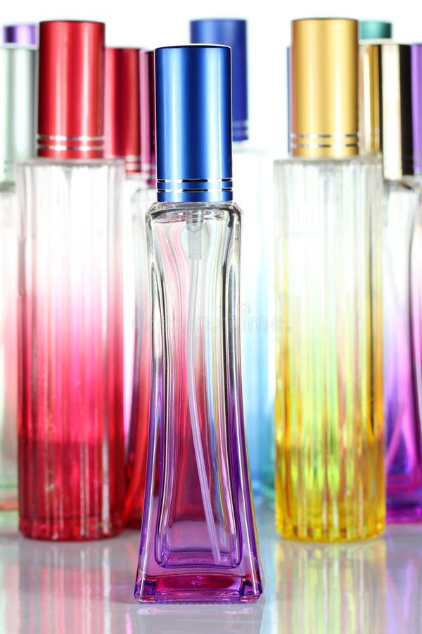 Colorful of Perfume Bottles. Stock Photo - Image of bottles, background ...
