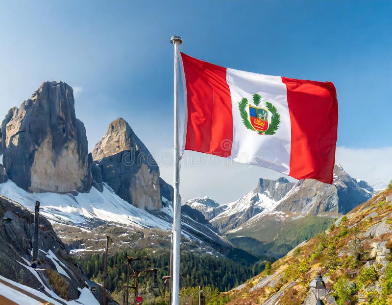 Colorful Peru Flag Waving in the Wind. Stock Illustration ...