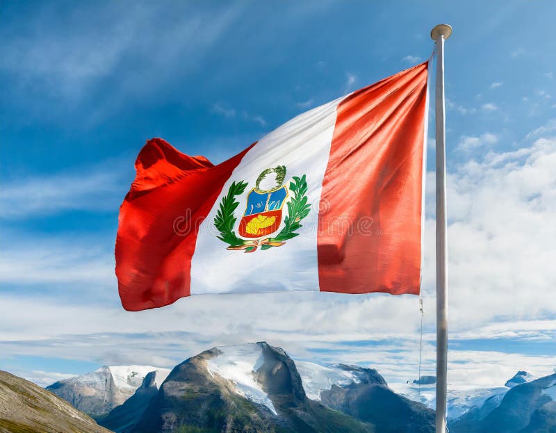 Colorful Peru Flag Waving in the Wind. Stock Illustration ...