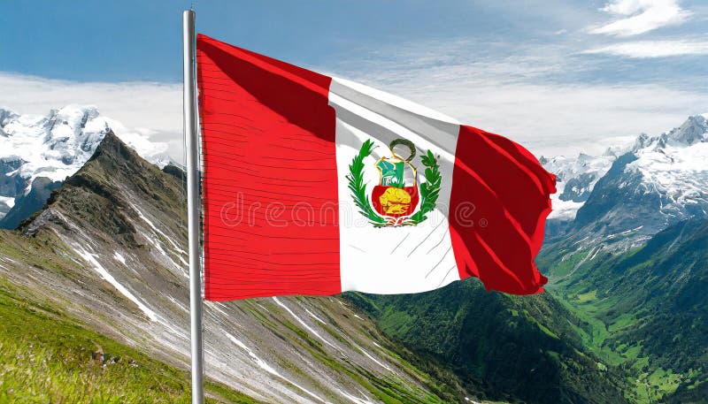 Colorful Peru Flag Waving in the Wind. Stock Illustration ...