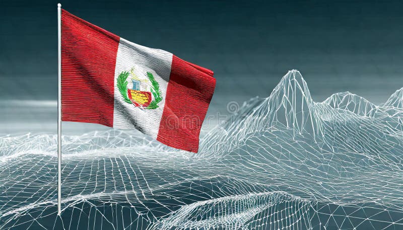 Colorful Peru Flag Waving in the Wind. Stock Illustration ...