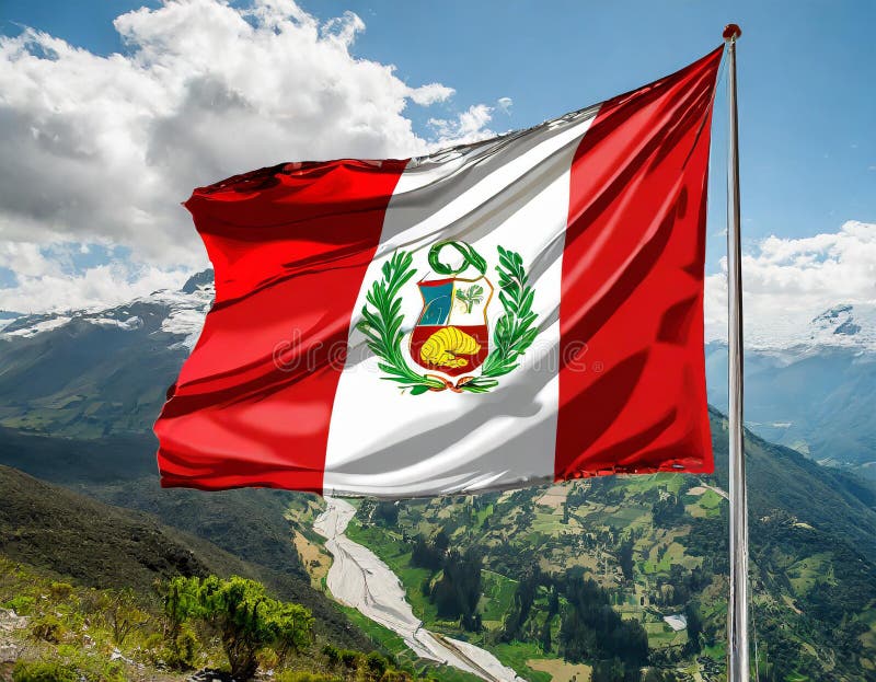 Colorful Peru Flag Waving in the Wind. Stock Illustration ...