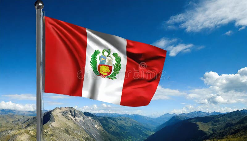 Colorful Peru Flag Waving in the Wind. Stock Illustration ...