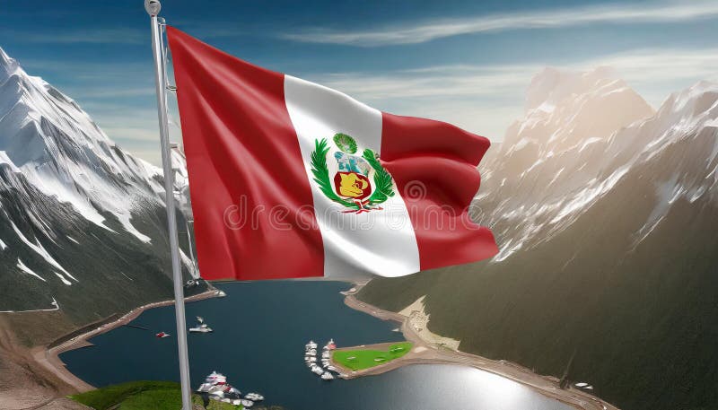 Colorful Peru Flag Waving in the Wind. Stock Illustration ...