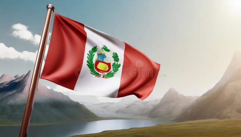 Colorful Peru Flag Waving in the Wind. Stock Illustration ...