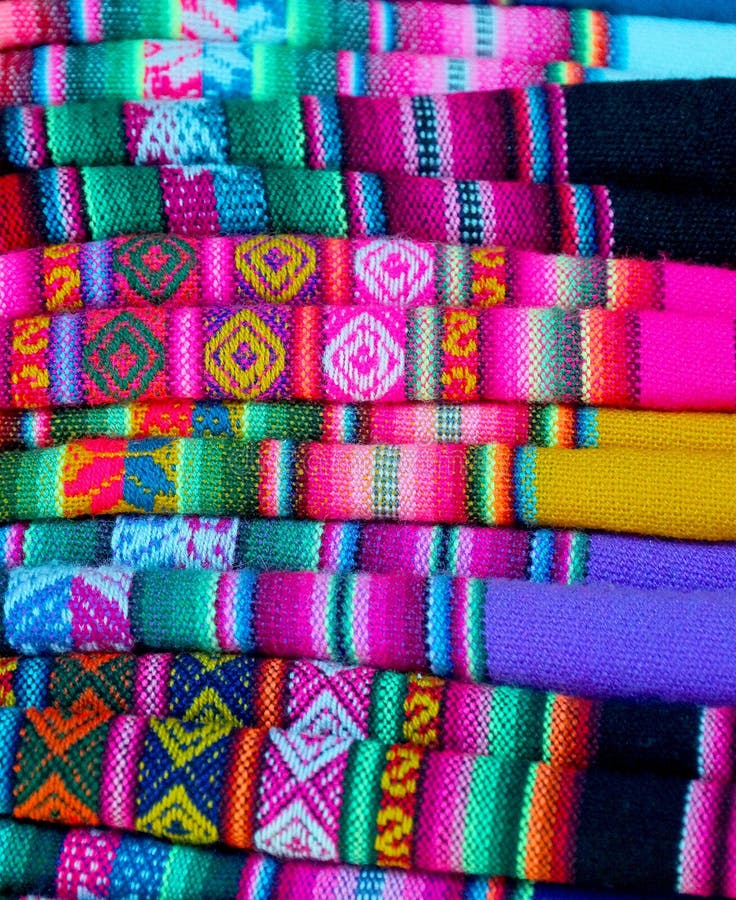 Colorful Peruvian textiles stock photo. Image of handmade - 33376618