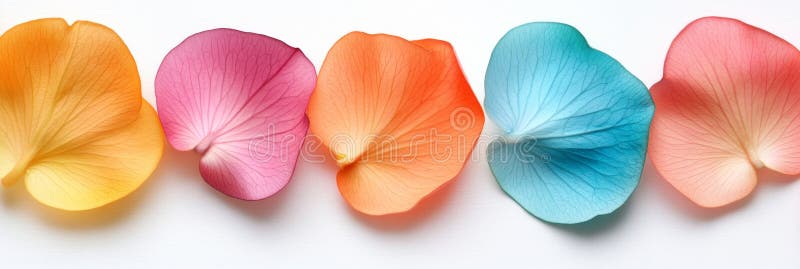 Colorful Petals on White Five Brightly Colored Flower Petals Arranged ...