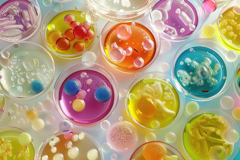 Colorful Petri Dishes stock image. Image of microbiology - 367141179