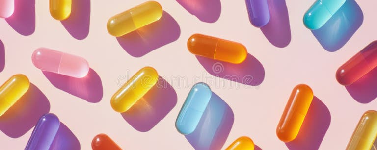 Colorful Pharmaceutical Capsules Arranged in a Diagonal Pattern Stock ...