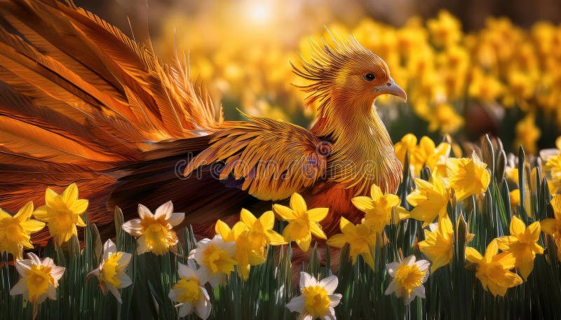 A Colorful Phoenix Displays Its Feathers Stock Image - Image of harmony ...