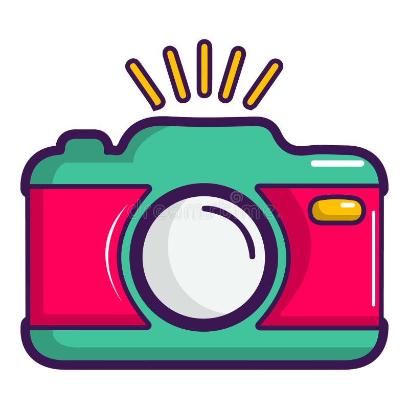Colorful Photo Camera Icon, Cartoon Style Stock Vector - Illustration ...