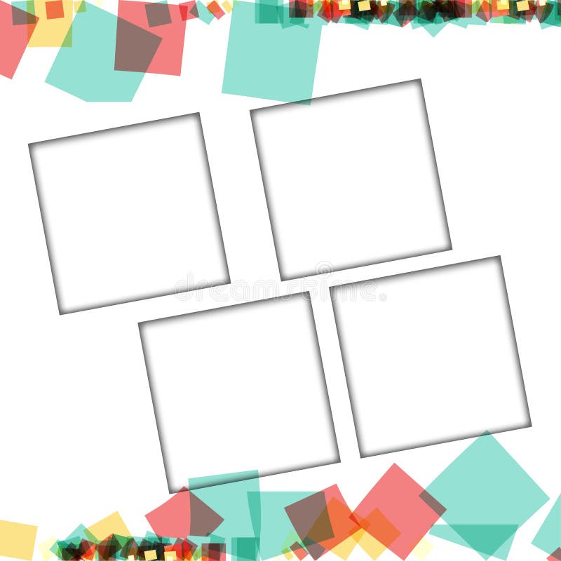 Colorful Photo Frames, Vector Illustrations. Square Borders with ...